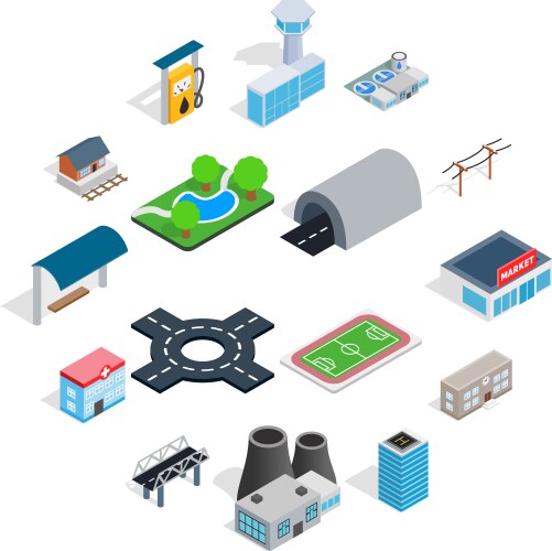 Infrastructure icons set Royalty Free Vector Image