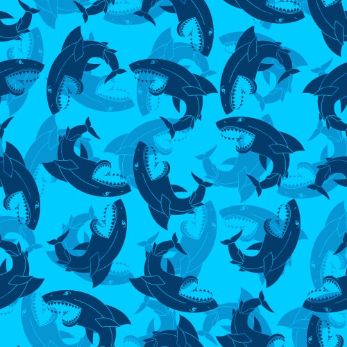 Shark pattern seamless sea predator background Vector Image