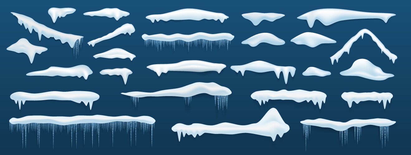 Snow ice cap with shadow snowfall and snowflakes Vector Image