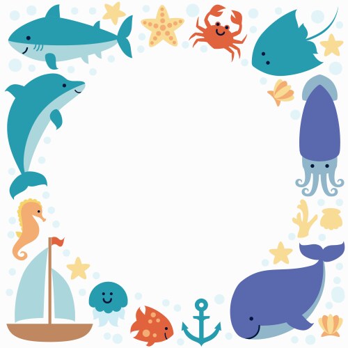 An underwater animals border Royalty Free Vector Image