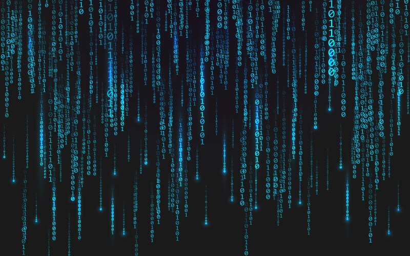 Falling random numbers blue matrix background Vector Image Falling random numbers blue matrix background Vector Image