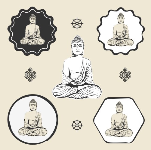 Buddhism symbols seamless pattern Royalty Free Vector Image