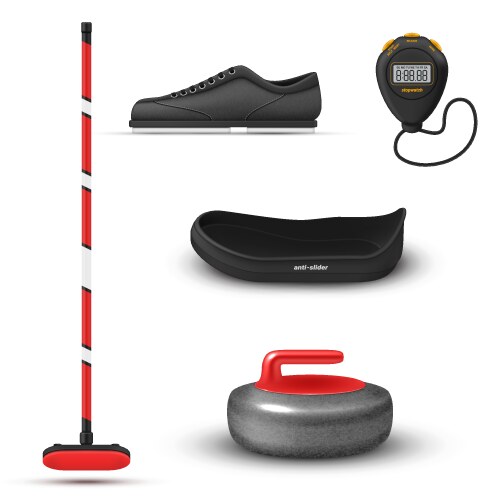 Curling sports equipment silhouette Royalty Free Vector