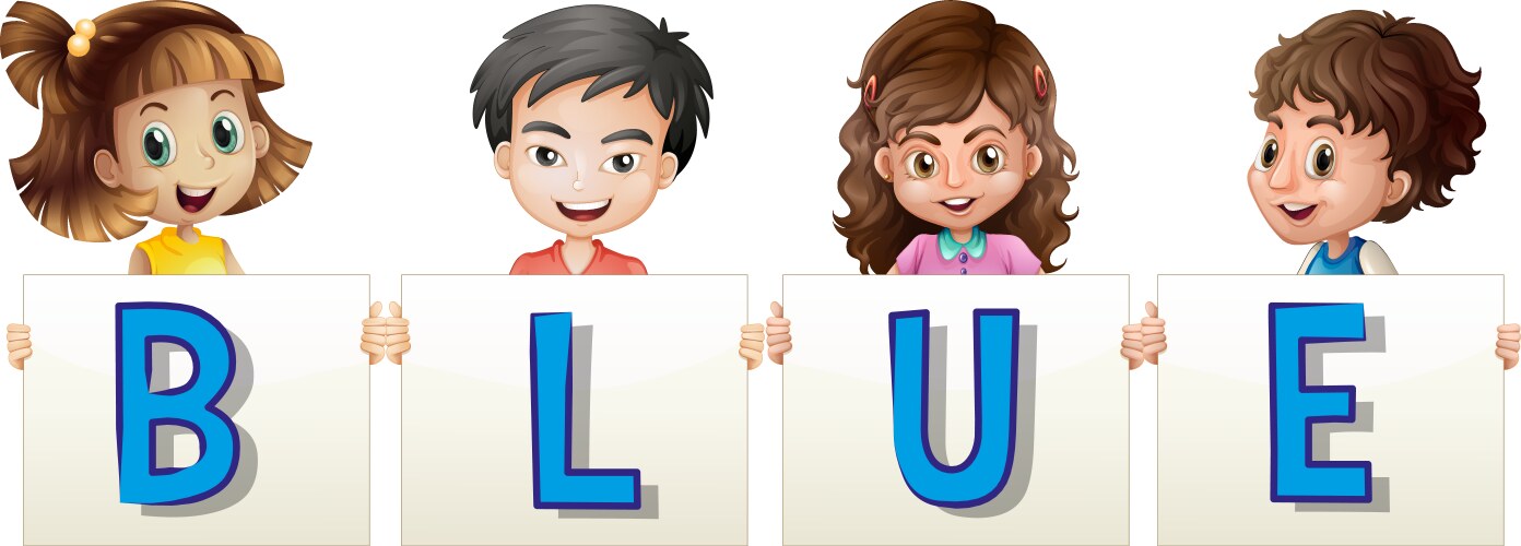 Cute kids holding blank white banner Royalty Free Vector