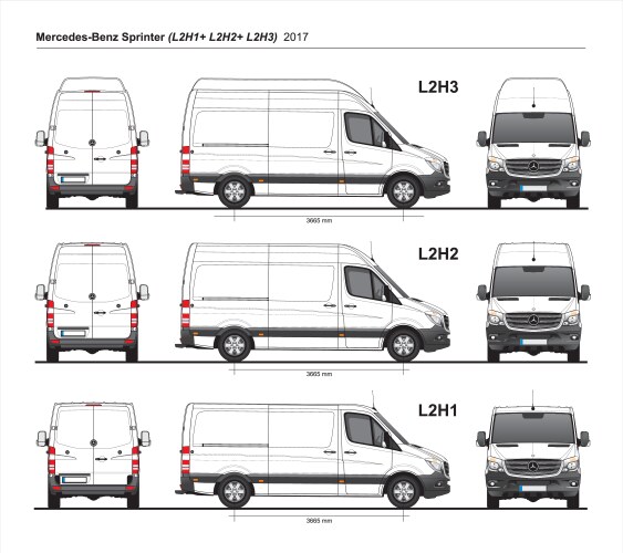 Mercedes sprinter cargo van l2h2 fwd 2018 Vector Image