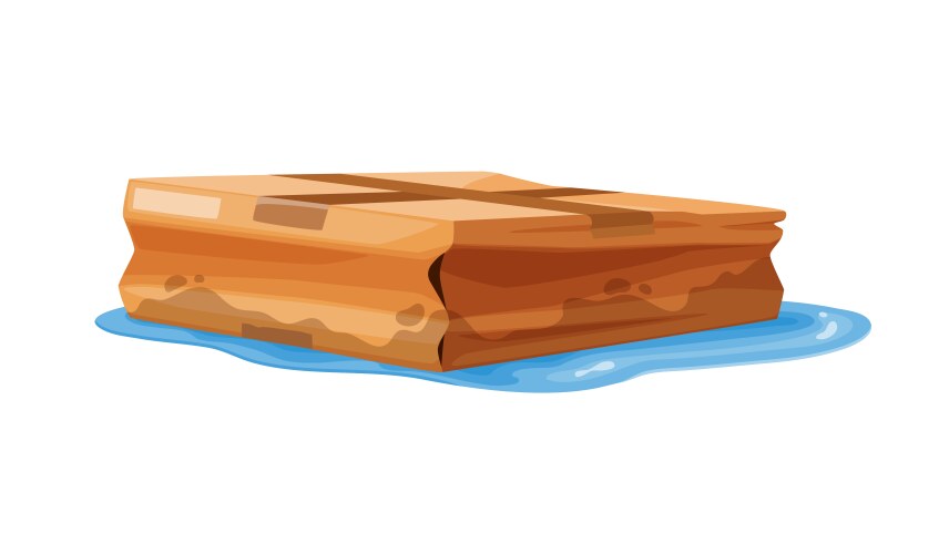 Wet and damaged crumpled boxes ripped cargo parcel