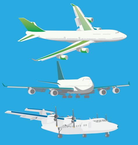 Two airplanes with blue and white colors Vector Image