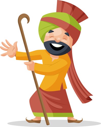 Sikh man with decorated drum Royalty Free Vector Image