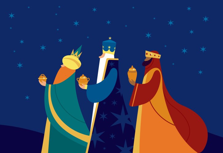 Three wise men epiphany holiday Royalty Free Vector Image