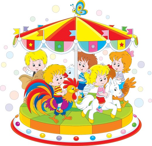 Cartoon carousel with colorful horses Royalty Free Vector