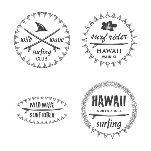 Surfing emblem set 2 Royalty Free Vector Image