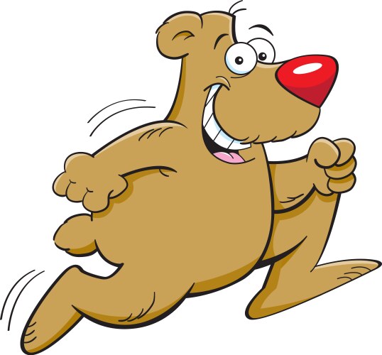 Happy gray bear cartoon character running Vector Image