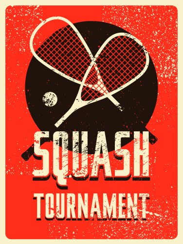 Squash tournament typographical vintage poster Vector Image