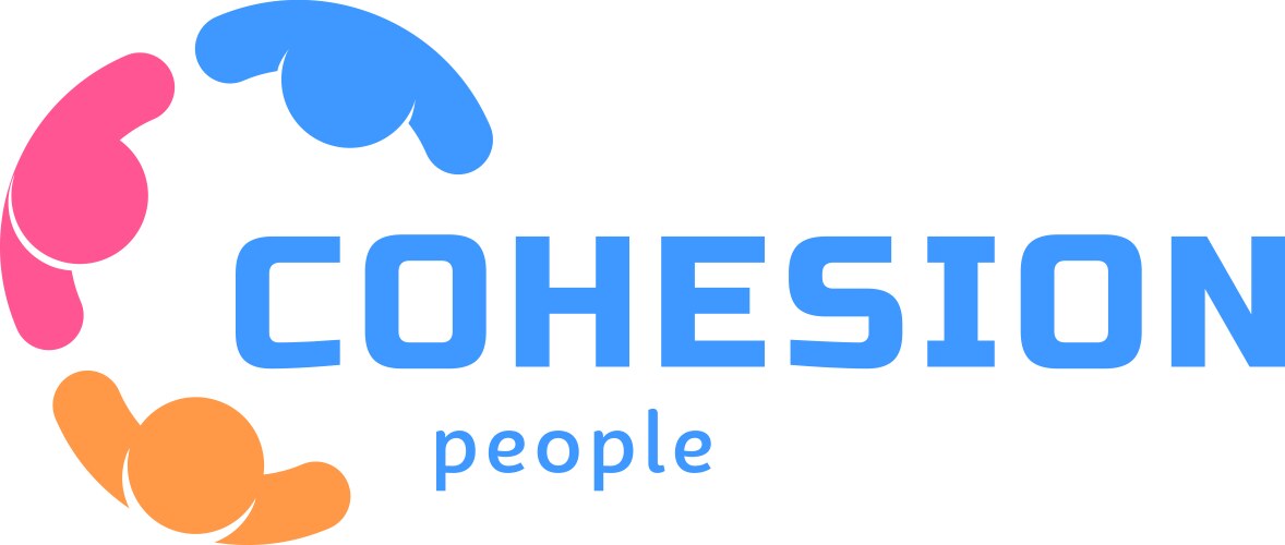 Teamwork hi unity people logo design Royalty Free Vector