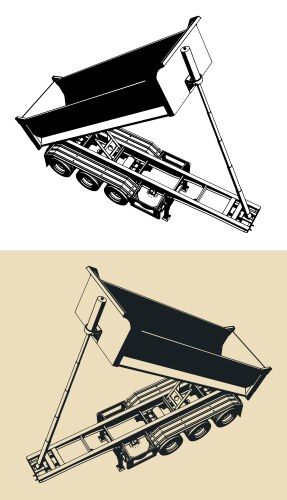 Green farm tipper trailer standing on white Vector Image