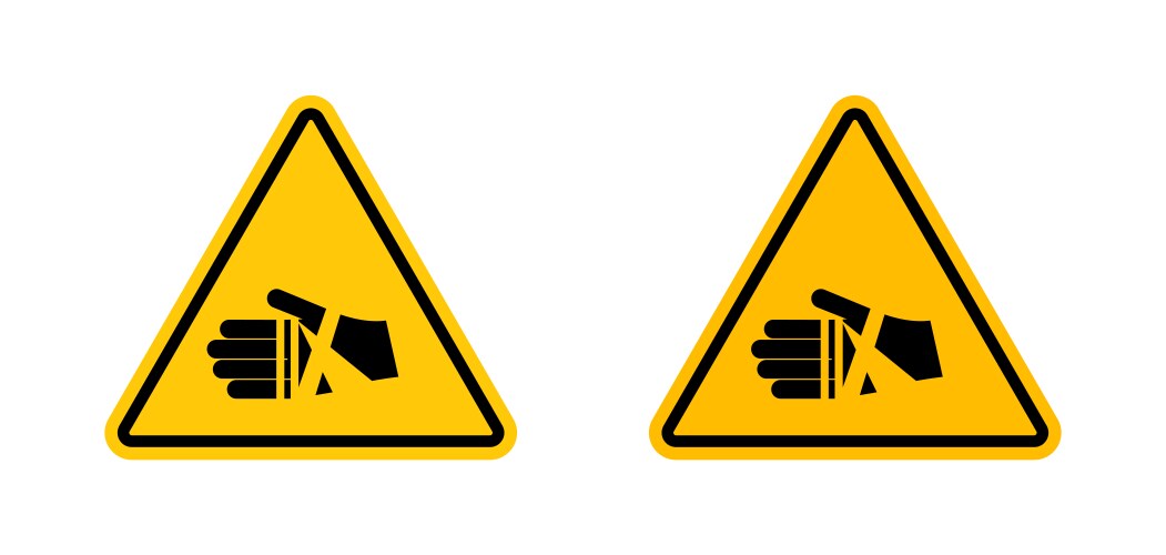 Chemical burns hazard sign icon set caution Vector Image