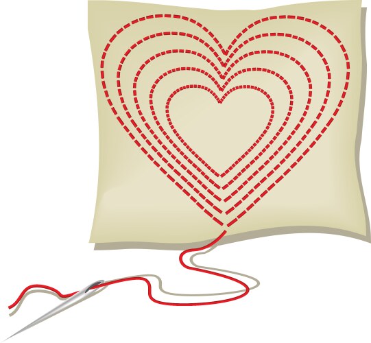 Heart button with thread Royalty Free Vector Image