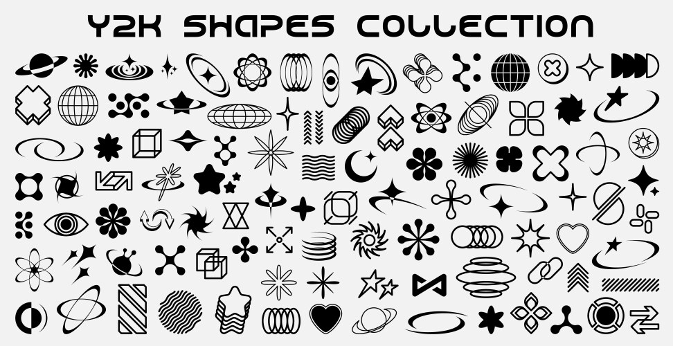 Y2k icons retro graphic elements for design Vector Image