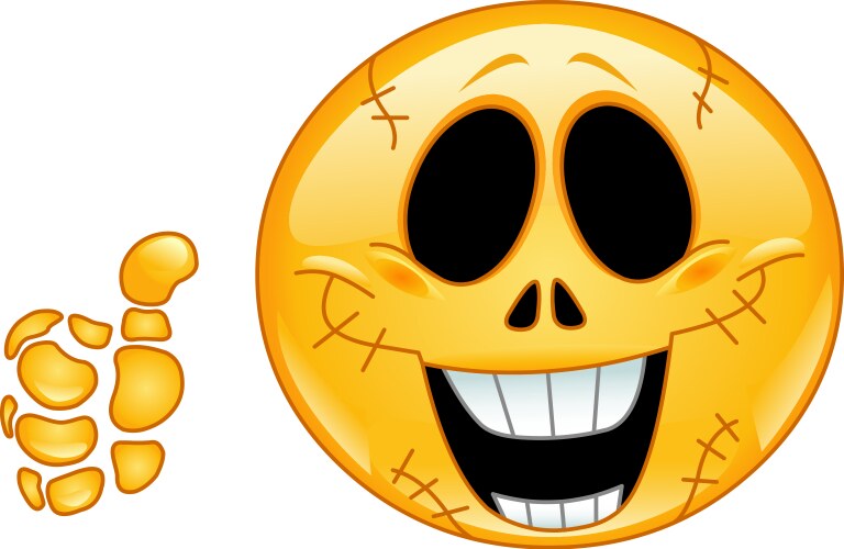 Witch emoticon with cauldron Royalty Free Vector Image