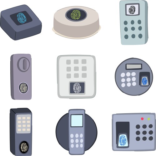 Vein biometric security device cartoon Royalty Free Vector