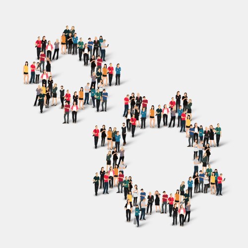 Big people crowd forming number two 2 shape Vector Image