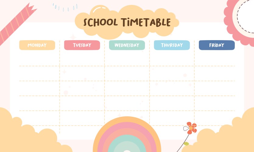 School timetable poster template Royalty Free Vector Image