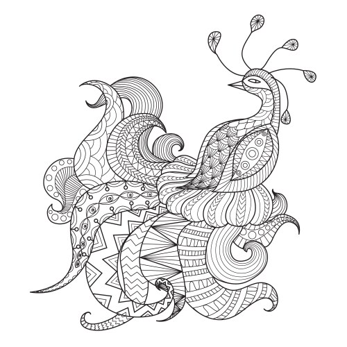 Octopus Zentangle Coloring Page Royalty Free Vector Image