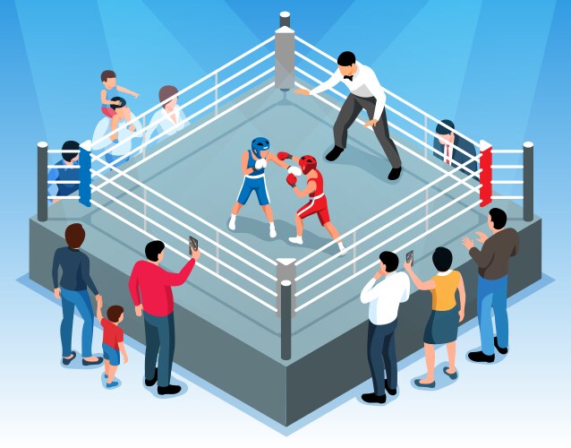 Boxing match in ring Royalty Free Vector Image