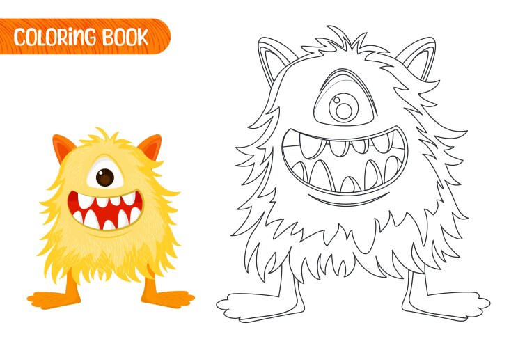 Coloring book for kids cute funny monster Vector Image