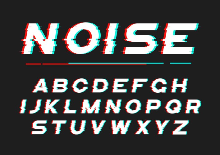 Glitch alphabet font with distortion effect Vector Image