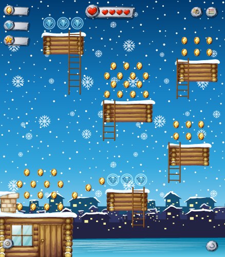 A game template snowing background Royalty Free Vector Image