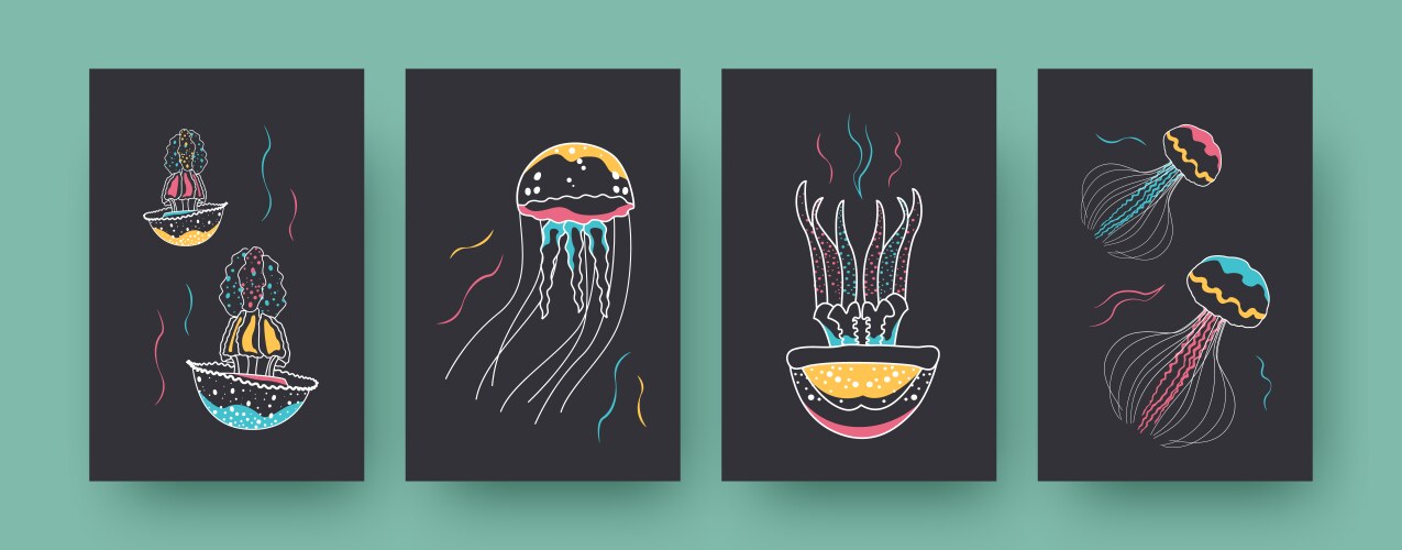 Colorful set contemporary art posters Royalty Free Vector