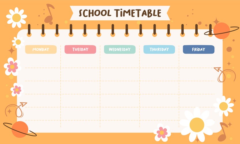 School timetable poster template Royalty Free Vector Image