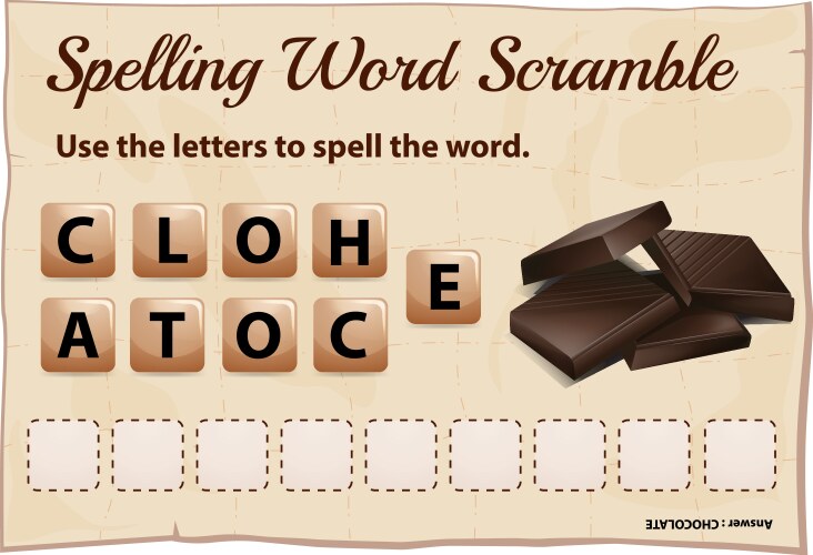 Spelling word scramble game with duck Royalty Free Vector