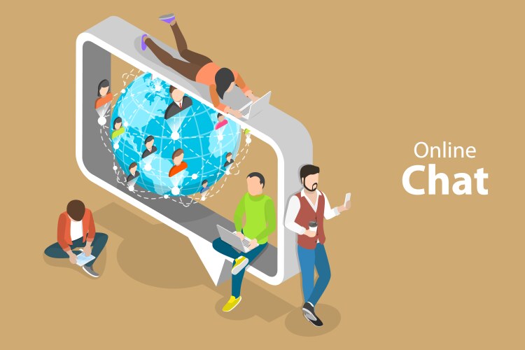 3d isometric flat of gpt chat Royalty Free Vector Image