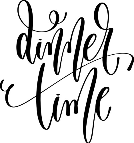 Tea time - black and white hand lettering Vector Image