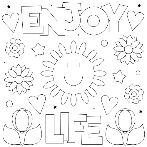 Life is beautiful coloring page Royalty Free Vector Image