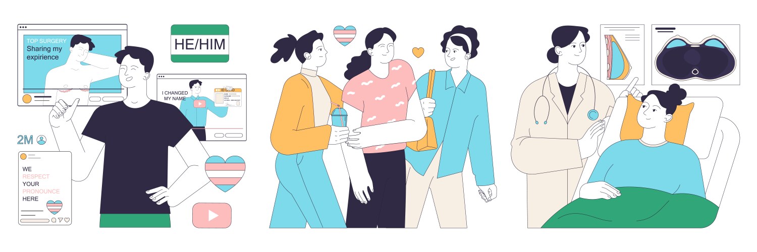 Gender transition consequences set Royalty Free Vector Image