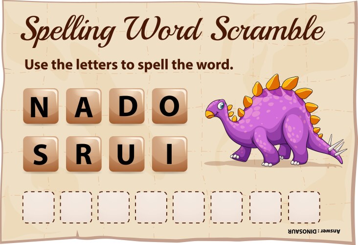 Spelling word scramble game with mosquito Vector Image