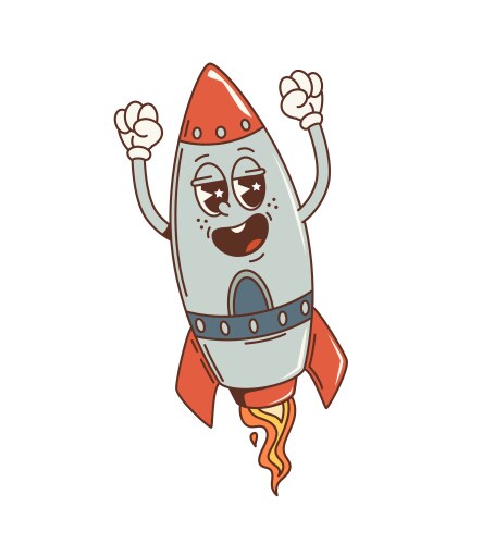 Cartoon retro spaceship Royalty Free Vector Image