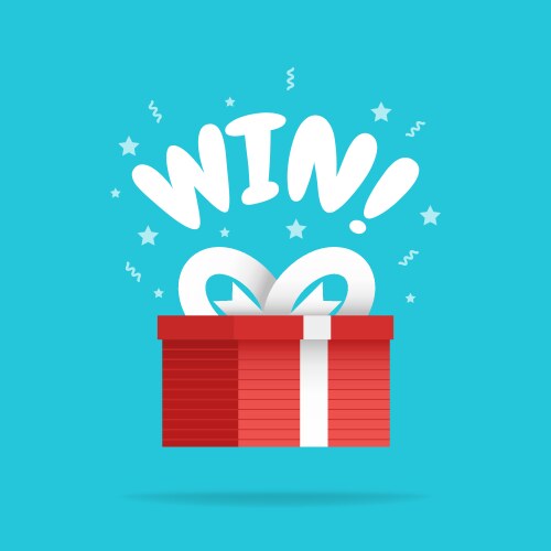 Enter to win prizes gift box cartoon origami style