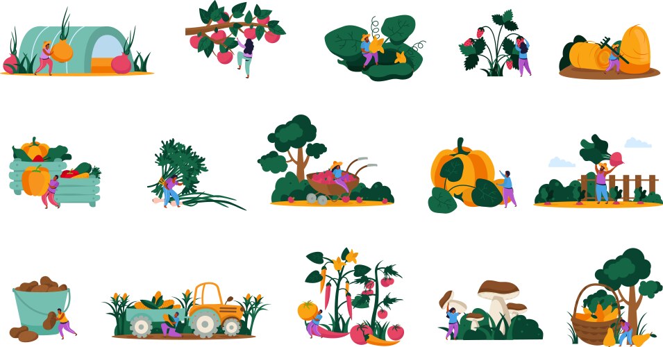 Deforestation flat set Royalty Free Vector Image