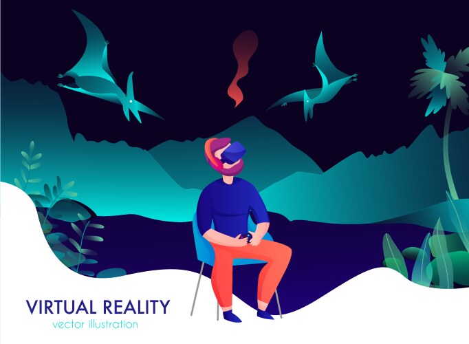 Virtual reality cartoon Royalty Free Vector Image
