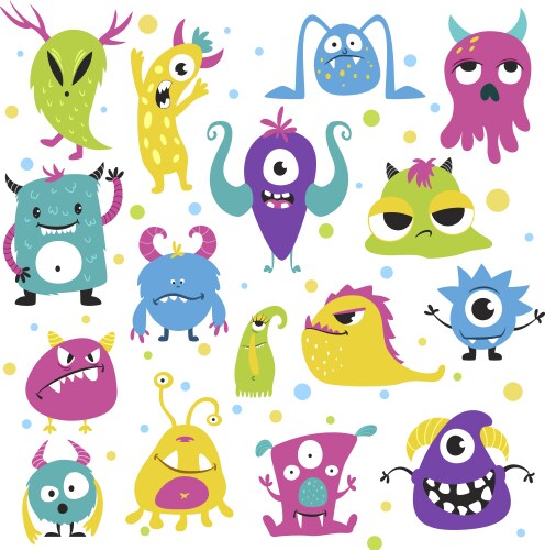 Funny cute little monster set Royalty Free Vector Image