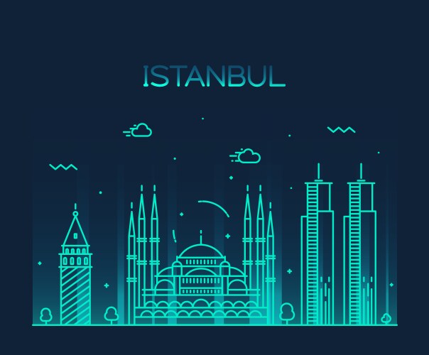 Istanbul turkey skyline flat design trendy Vector Image