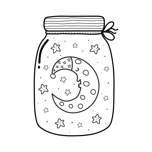 Jam in jar cartoon coloring page Royalty Free Vector Image