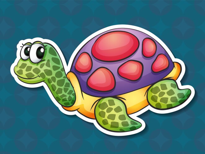 Cartoon funny turtle hides in its shell Royalty Free Vector