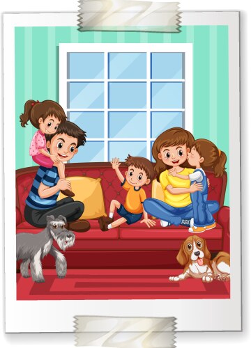 Family photo in frame flat Royalty Free Vector Image