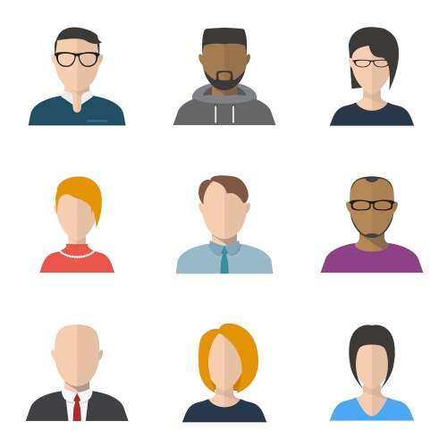 Funny cartoon faces avatars in flat style Vector Image