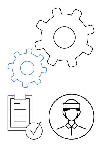 Gear rocket checklist and tick mark Royalty Free Vector